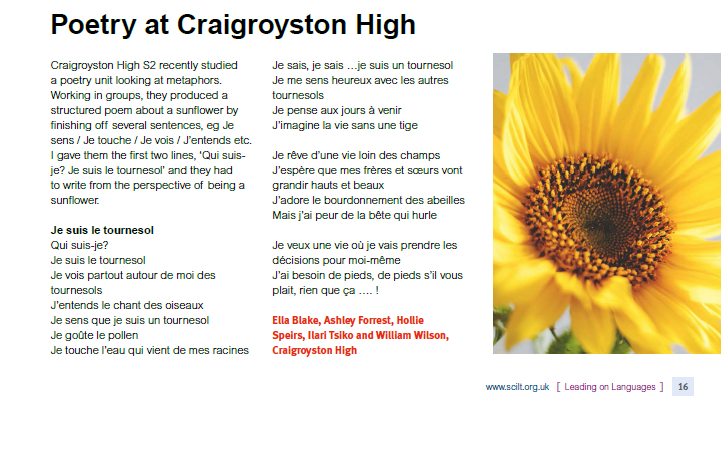 Sunflower Poem | Craigroyston Community High School